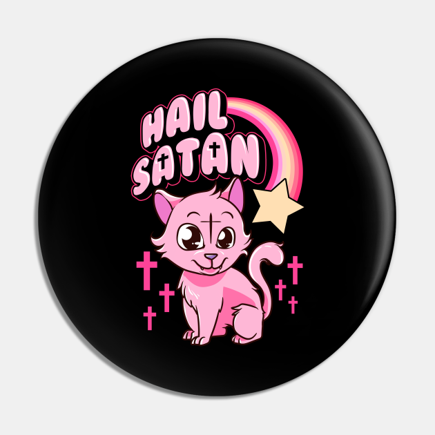 Hail Satan Cat Cute Rainbow Kitty Heavy Metal Pun - Hail Satan Cat ...
