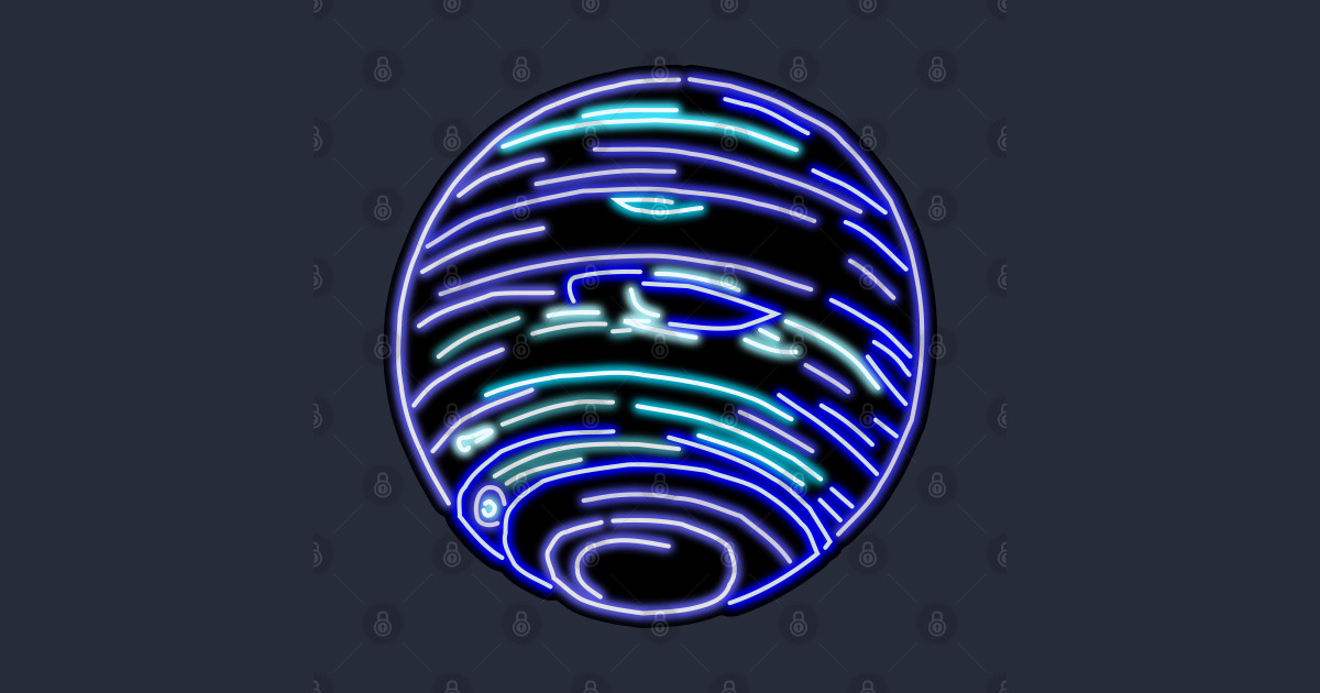 Electric Solar System Neon Neptune - Neptune - T-Shirt | TeePublic