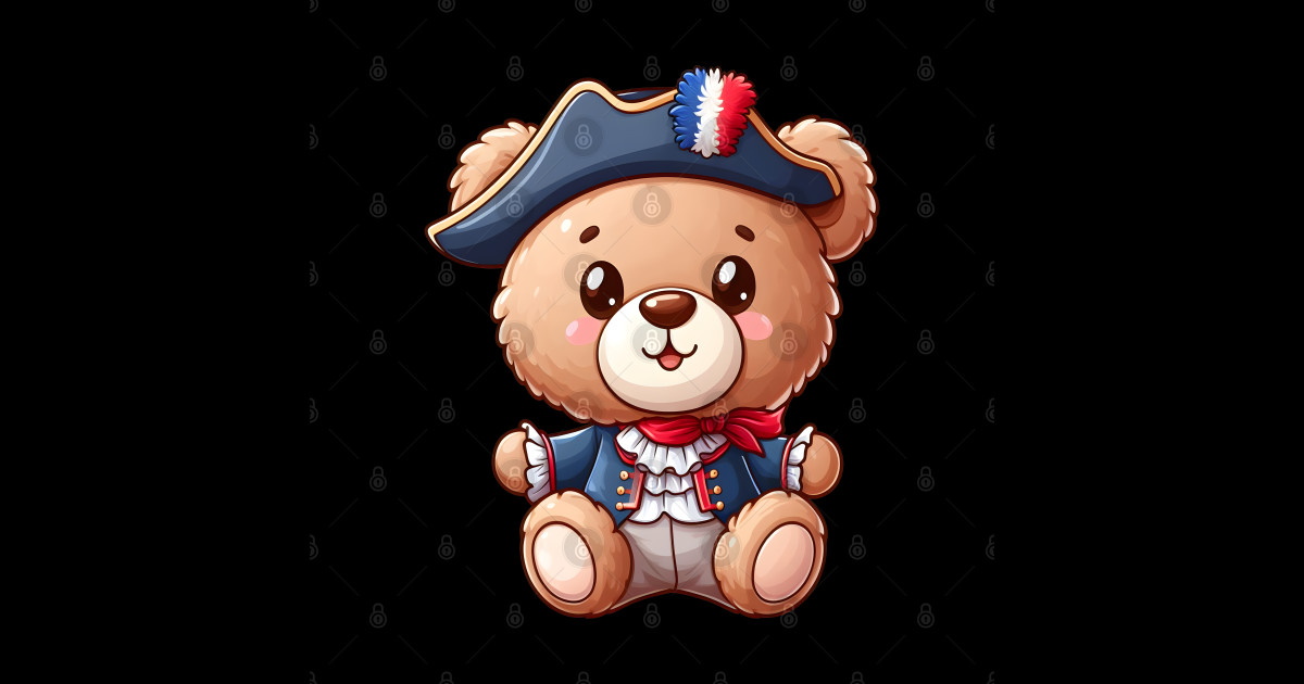 Cute French Bear Kawaii - French Bear - Sticker | TeePublic