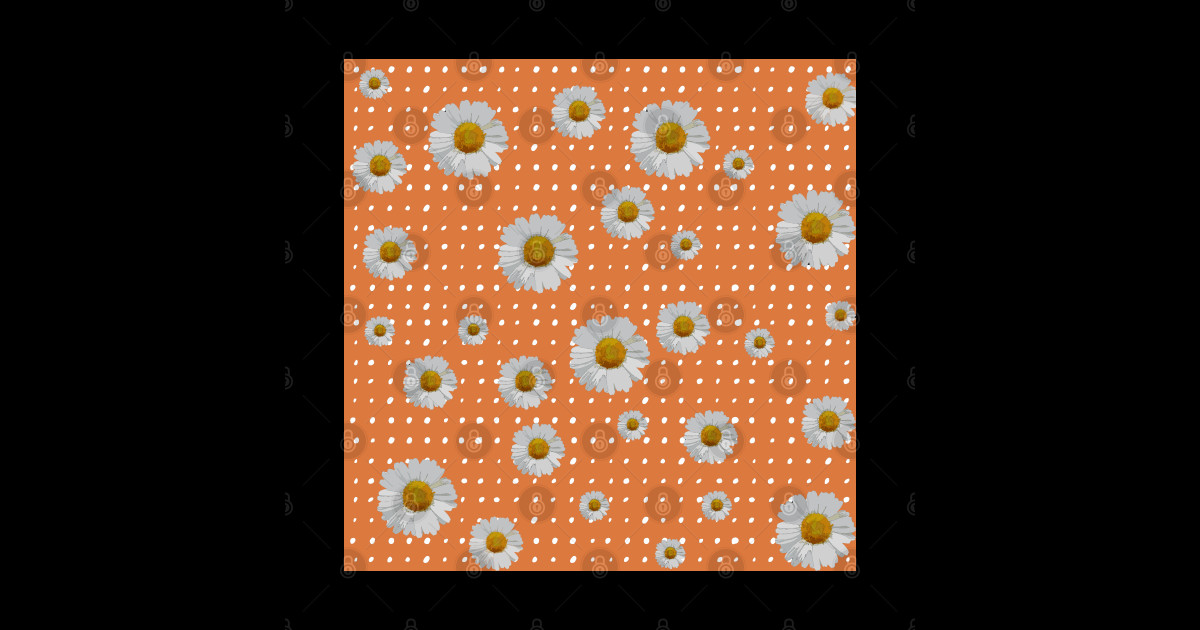 Retro 1960s Style Sixties Vintage Daisies Pattern Design Orange ...