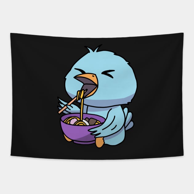 Anime Kawaii Ramen Eating Blue Bird Japanese Noodles - Anime - Tapestry ...