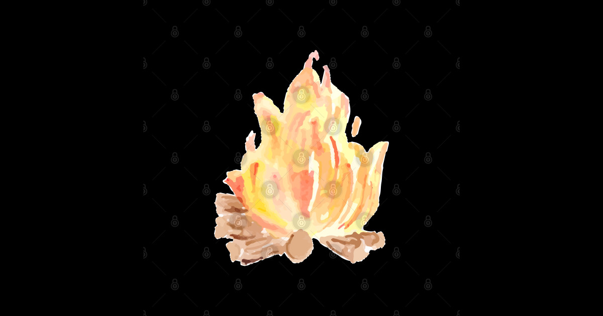 Watercolor Burning Campfire - Watercolor - Sticker | TeePublic