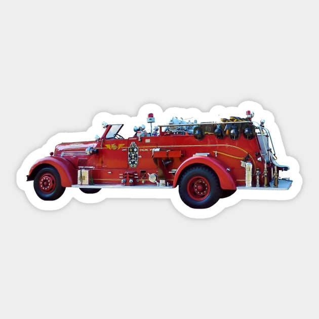 Vintage Fire Engine - Fire Engine - Sticker | TeePublic