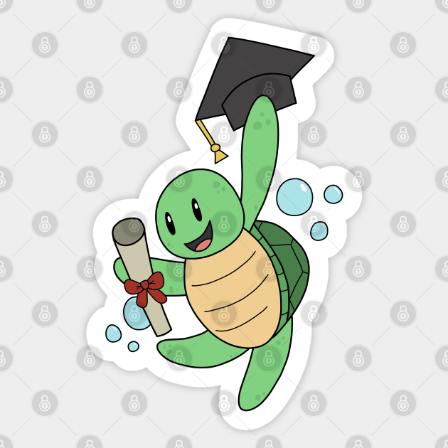 Turtle Graduation - Turtle - Sticker | TeePublic