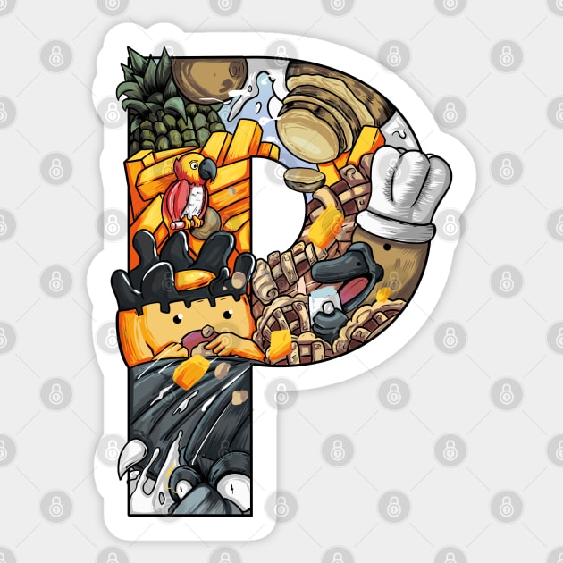 Initial Letter P doodle art - Letter P - Sticker | TeePublic