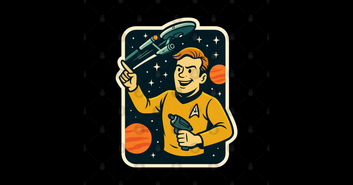 Boldly Go – Retro Space Captain - Space Captain - Sticker | TeePublic