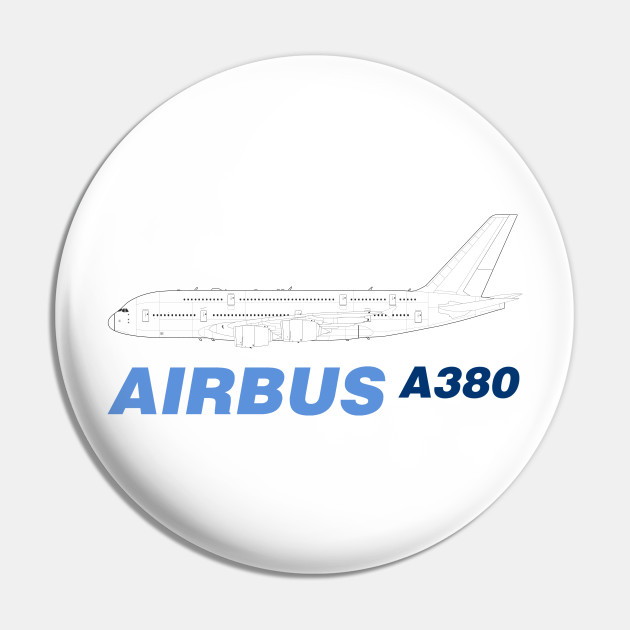 Airbus A380 Line Drawing - Airbus A380 Airplane - Pin | TeePublic
