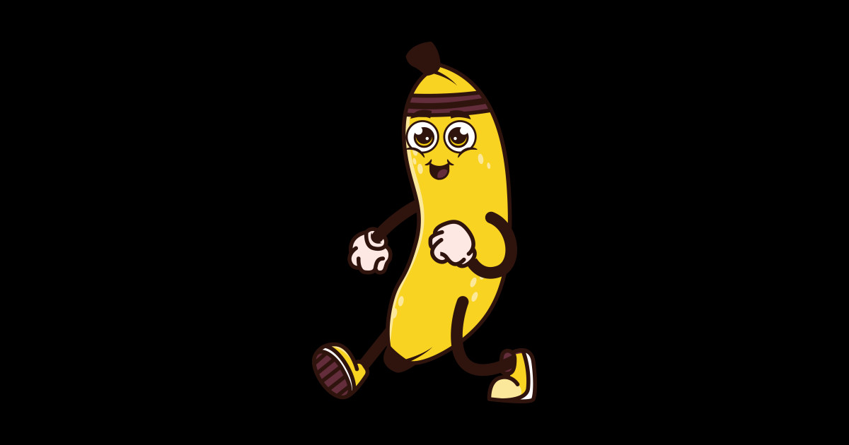Running Banana Cartoon Guy - Running Funny - Sticker | TeePublic