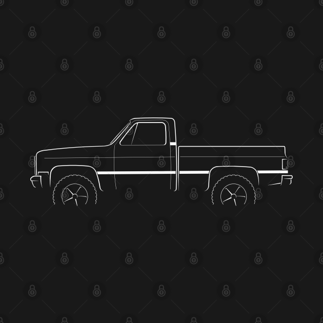 1987 Chevy Silverado 4x4 - profile stencil, white - Silverado - T-Shirt ...