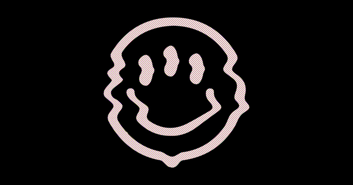 Trippy Three Eyed Smiley - Alien Smiley - Sticker | TeePublic