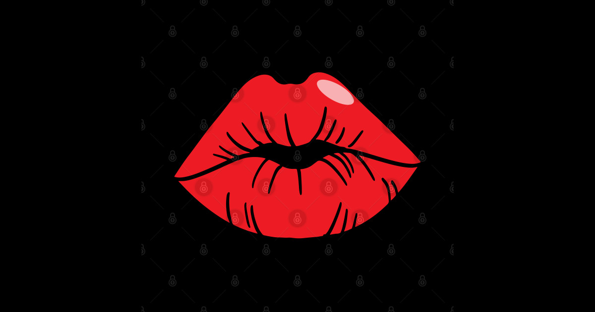 The red lip cartoon drawing - Lips - Sticker | TeePublic