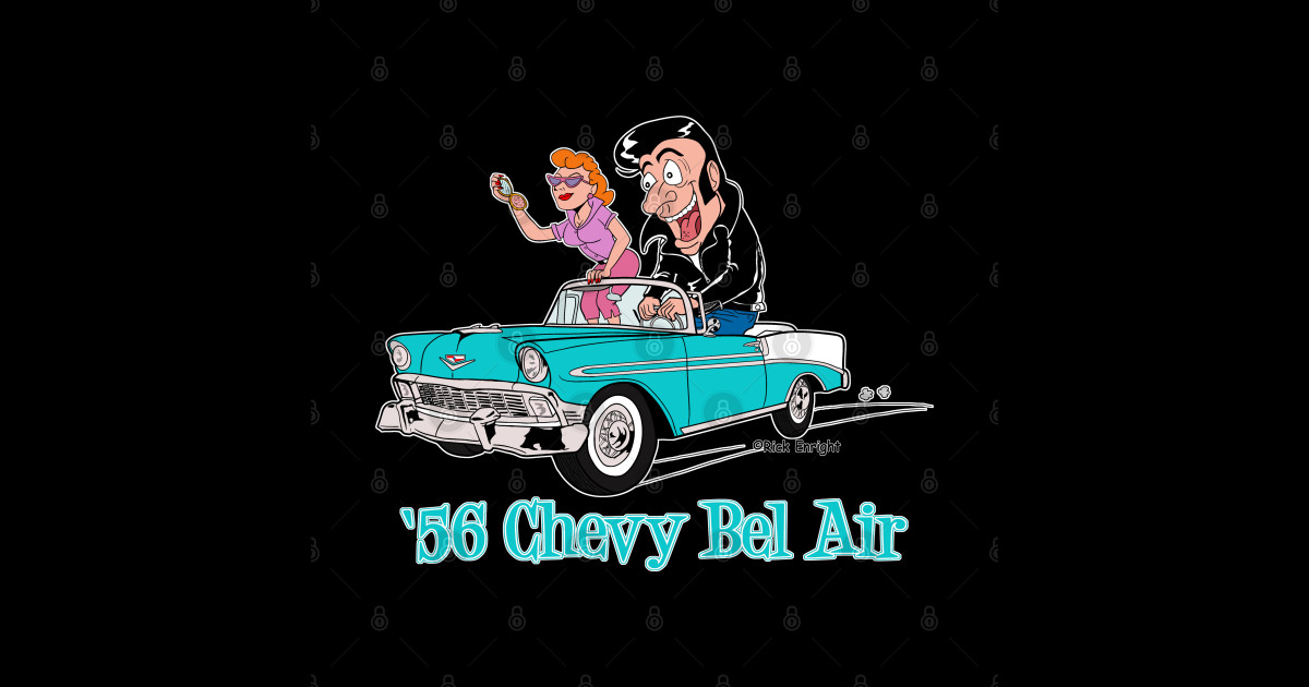 1956 Chevy Bel Air Cartoon - Classic Car - Posters and Art Prints ...