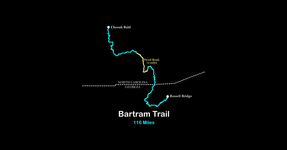 Route Map of the Bartram Trail - Bartram Trail - Sticker | TeePublic