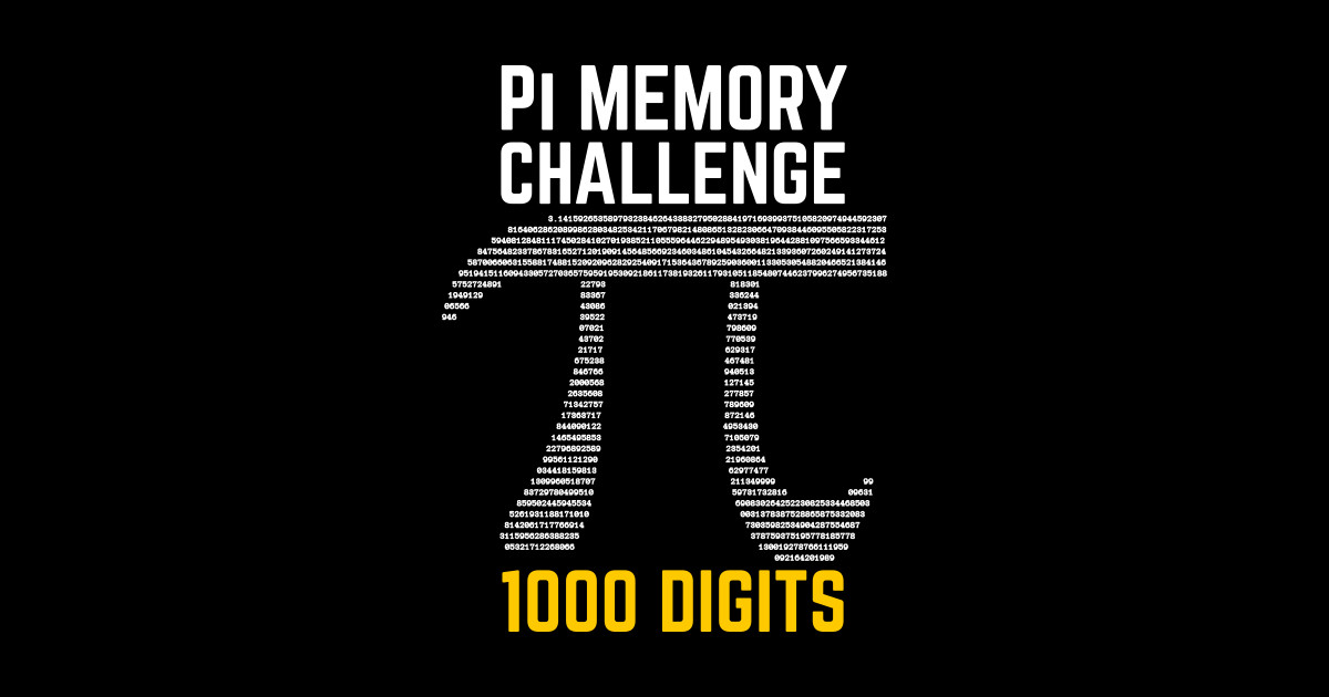1000 Digits of Pi Memory Challenge - Pi Day - Math - Posters and Art ...