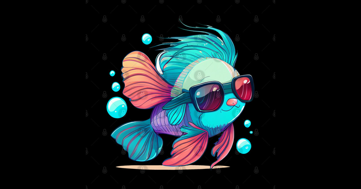 COOL BETTA FISH WITH SUNGLASSES - Betta Fish - Sticker | TeePublic