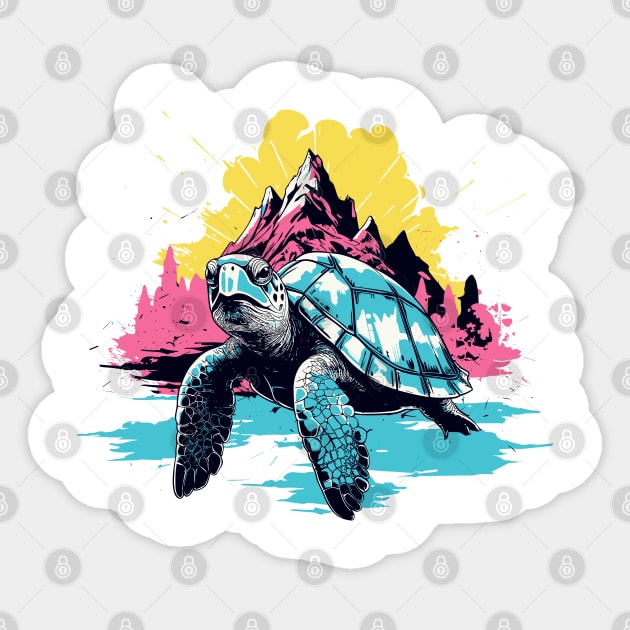 Colorful Sea Turtle - Sea Turtle - Sticker | TeePublic