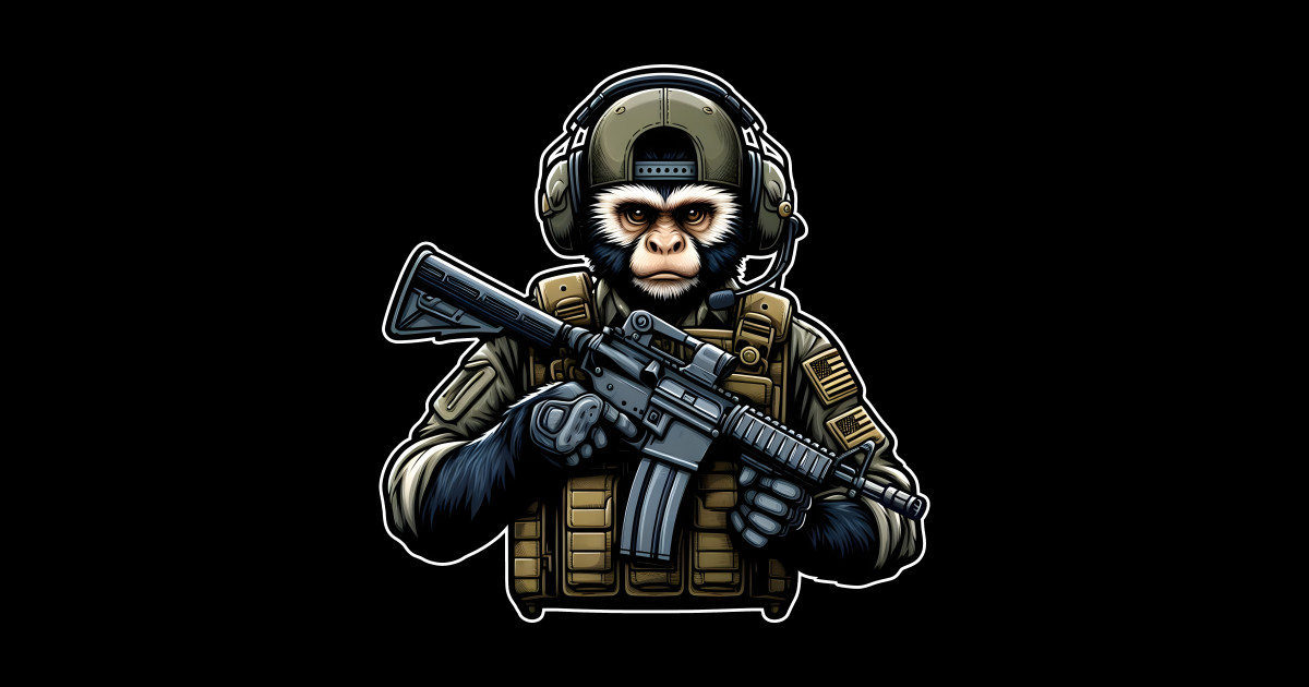 Tactical Monkey - Monkey - Sticker | TeePublic