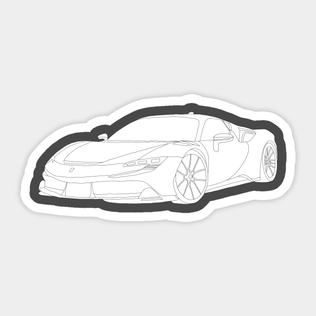 Ferrari SF90 Selfmade car drawing - Ferrari - Sticker | TeePublic