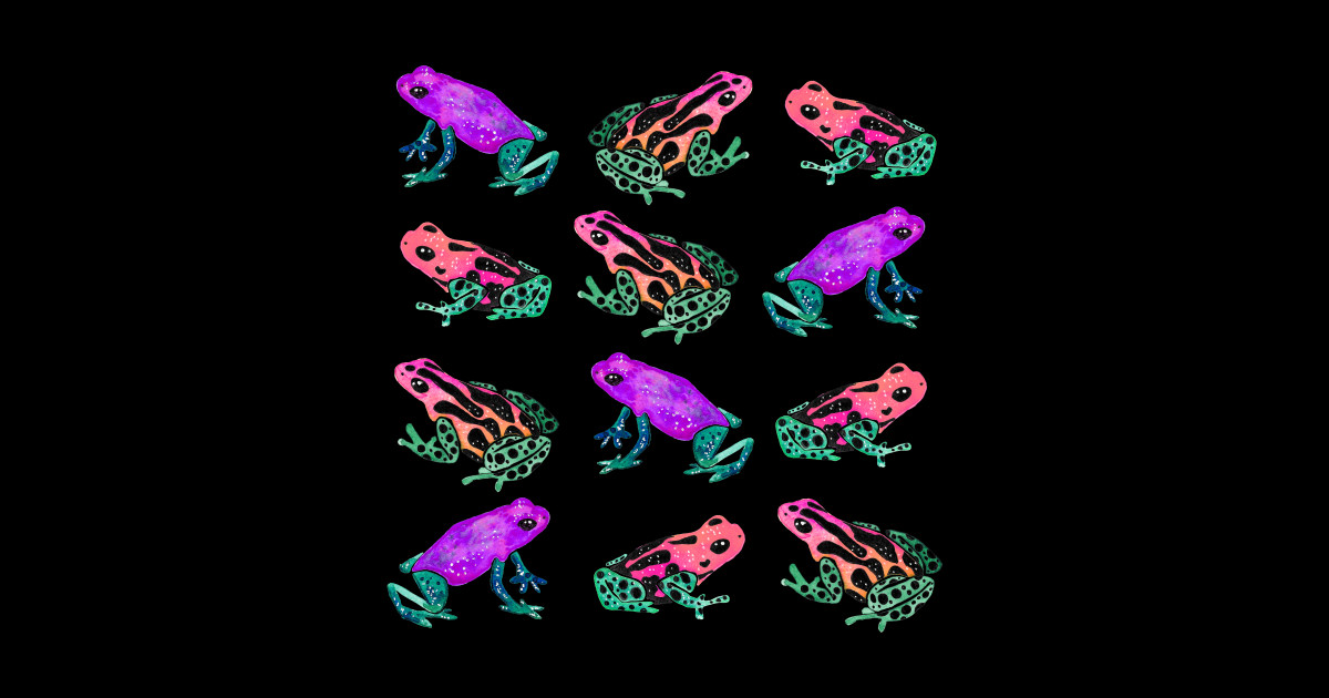 Watercolor Rainbow Poison Dart Frogs - Neon - Poison Dart Frogs ...