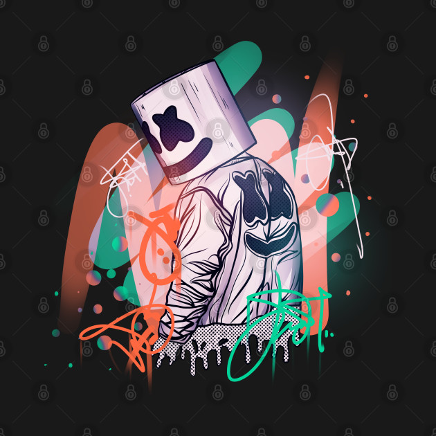 Marshmello Neon Graffiti - Marshmello - T-Shirt