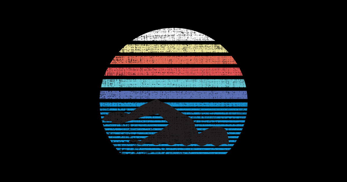 Funny Vintage Retro Swim Swimmer Swimming 80s - Swimming - T-Shirt ...