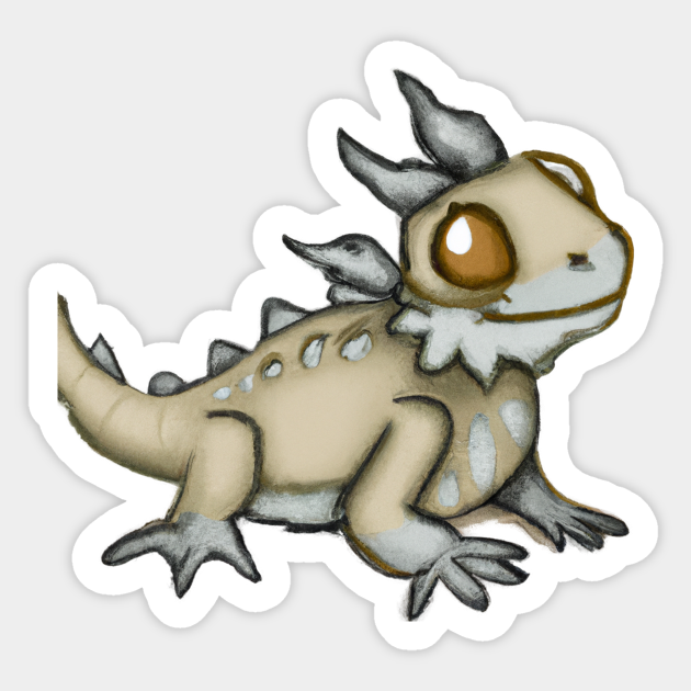 Cute Bearded Dragon Drawing - Bearded Dragon - Sticker | TeePublic