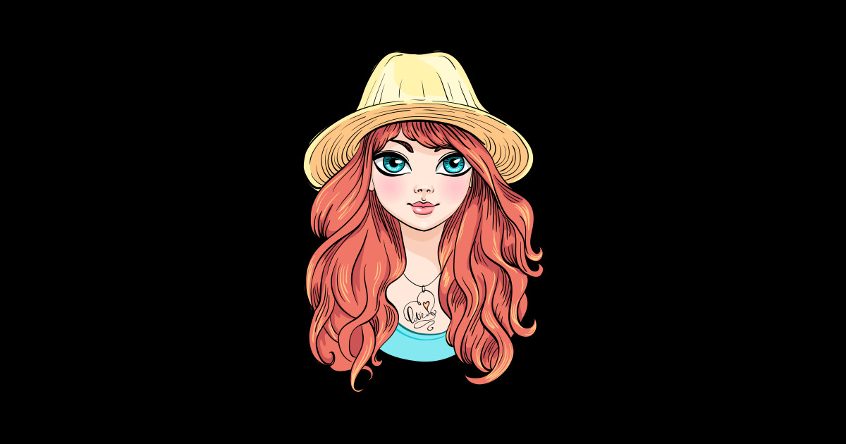 Girl in hat with red hair - Fashion - Sticker | TeePublic