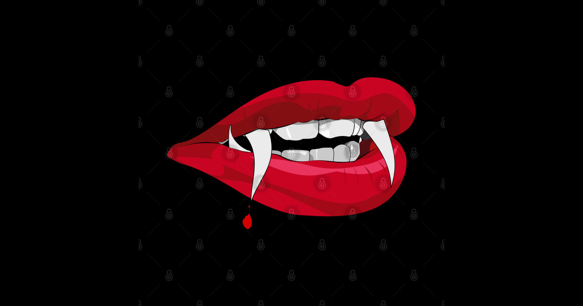 Red Lip Fangs - Vampire - Magnet | TeePublic