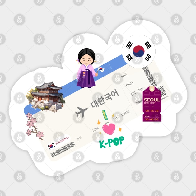 South Korea Flight Ticket | Seoul K-POP Travel Art - South Korea ...