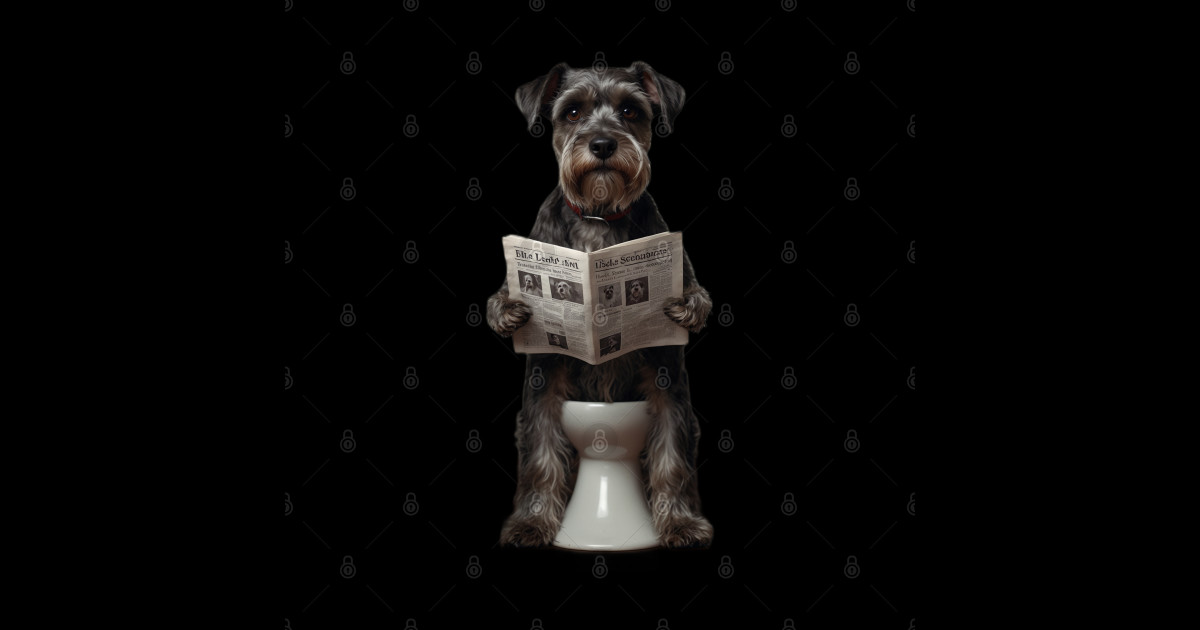 Miniature Schnauzer Reading Newspaper Fun Bathroom Decor - Miniature ...