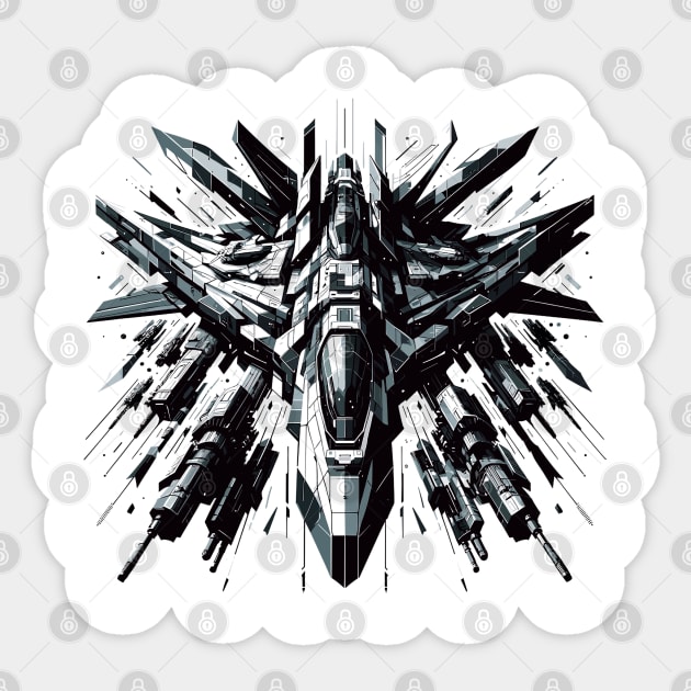 Galactic Battler: Geometric Warship - Space Wars - Sticker | TeePublic