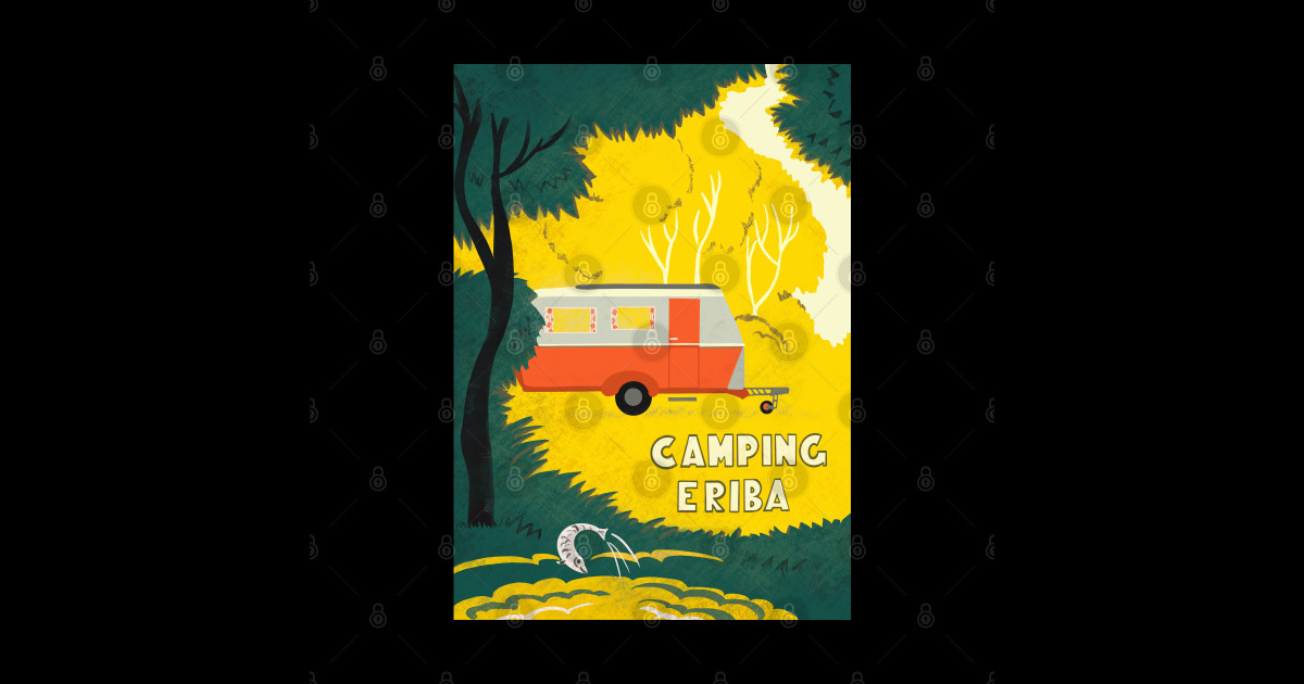 Vintage Caravan in Woodland - Eriba - Sticker | TeePublic