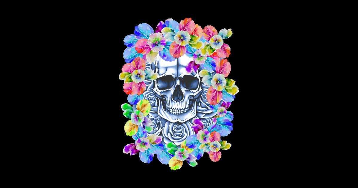 Floral skull memento mori lady death - Skull - Sticker | TeePublic