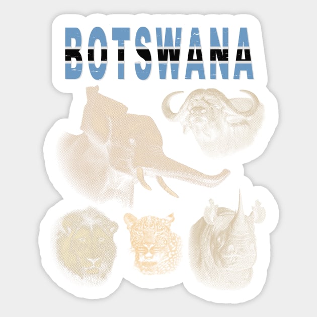 Botswana Big Five Africa Safari Artwork - Botswana - Sticker | TeePublic