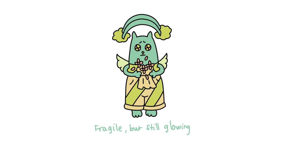 Fragile but Still Glowing Cute Angel Cat Illustration - Cute Cat - T ...
