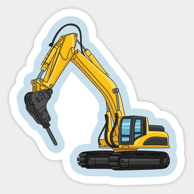 Breaker excavator cartoon illustration - Breaker Excavator Cartoon ...