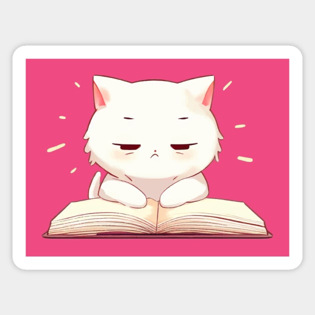 cat studying cartoon