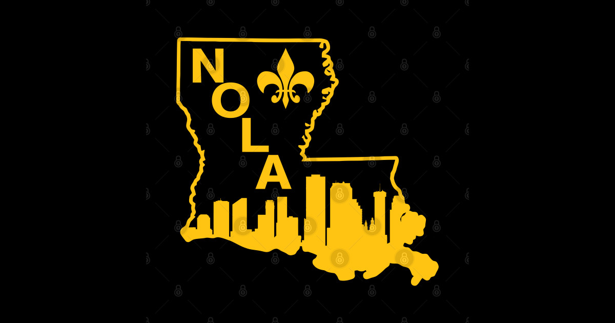 NOLA New Orleans Louisiana State Gold City Skyline Fleur De Lis - Nola ...