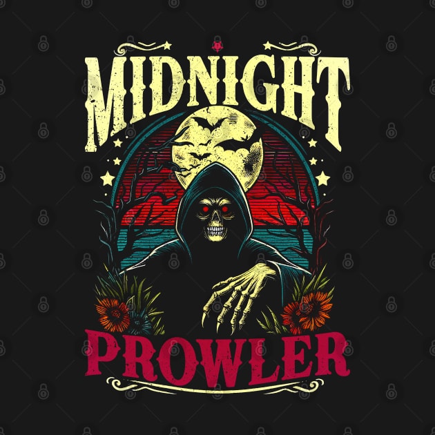Comic VintageSkull Midnight Prowler in Retro Style - Helloween Zombie ...