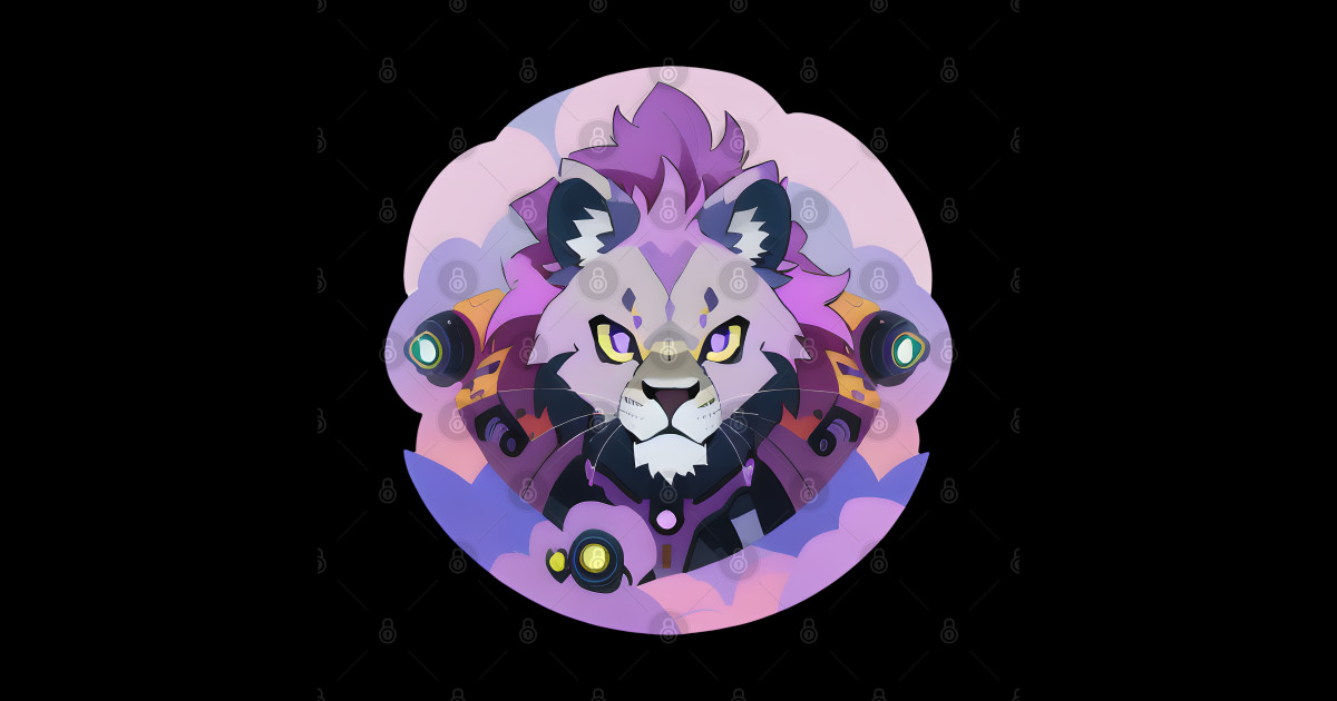 Lion Punk - Lion Cyber Punk - Sticker | TeePublic