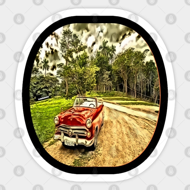 Old Red Car Cartoon - Old Red Car - Sticker | TeePublic