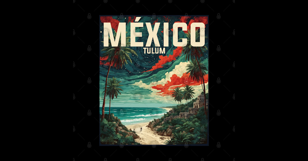 Tulum Quintana Roo Mexico Vintage Tourism Travel - Mexico - Sticker ...