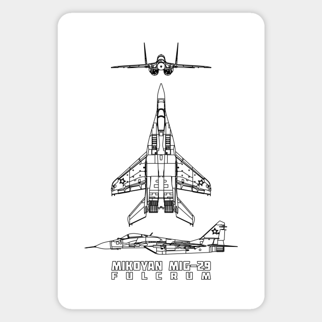 Mikoyan MiG-29 Russian Jet Fighter Plane Blueprint Diagrams Gift - Mig ...