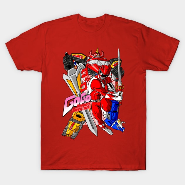 Go Go Rangers Adventure (Red) - Power Rangers - T-Shirt | TeePublic