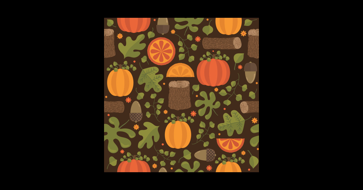 Autumn Pattern Pumpkins Leaves Acorns - Pattern - Sticker | TeePublic