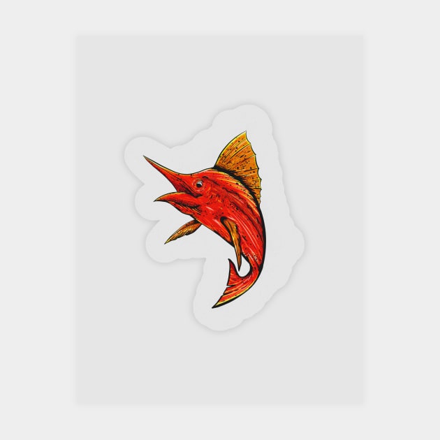 Marlin Fish Red - Fish - Sticker | TeePublic