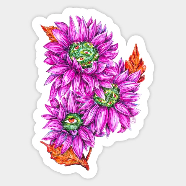 Radioactive Sunflowers - Weirdcore Floral Art - Weirdcore - Sticker ...