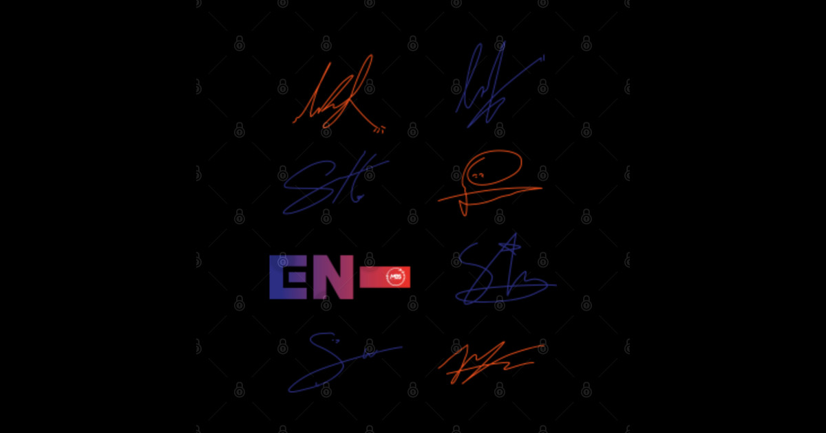 Design with the signatures of the enhypen group - Kpop Merchandise ...