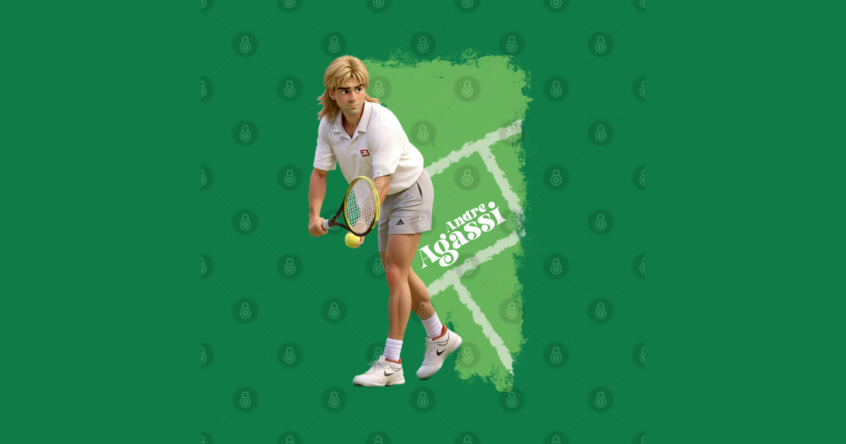 Andre Agassi cartoon - Tennis - T-Shirt | TeePublic