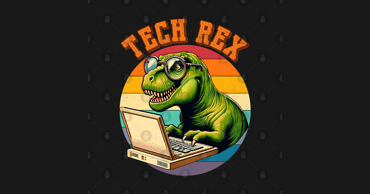Funny Tech Rex Dinosaur with Laptop - Geeky T-Rex Nerd Design. Gift for ...